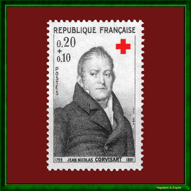 Timbre français de 20+10 centimes représentant Jean Nicolas Corvisart